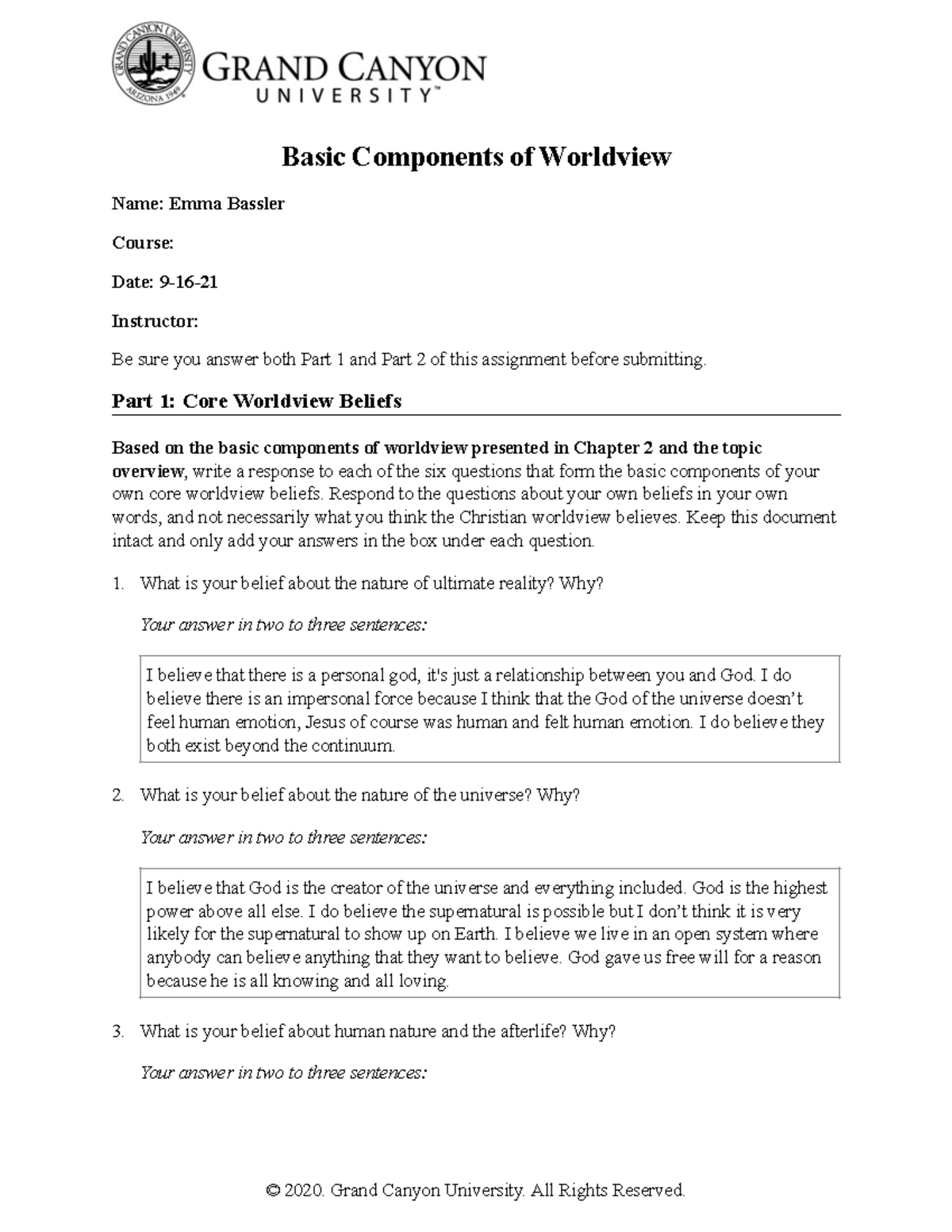 CWV 101 301 RS T1Basic Components Of Worldview - Basic Components of ...