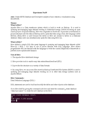Big Data Analytics Lab - Experiment 1 - Studocu