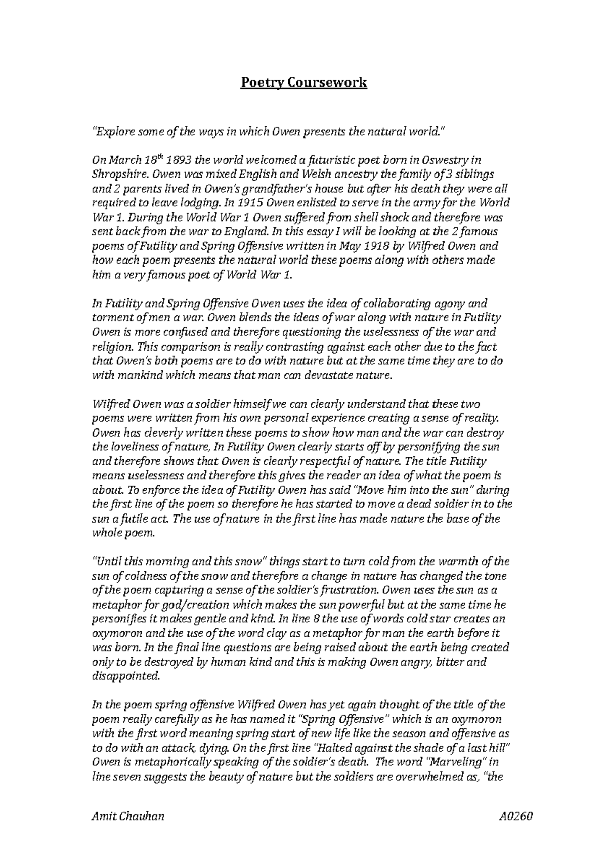 Poetry Coursework - GCSE English Mandatory Assessment for every year ...