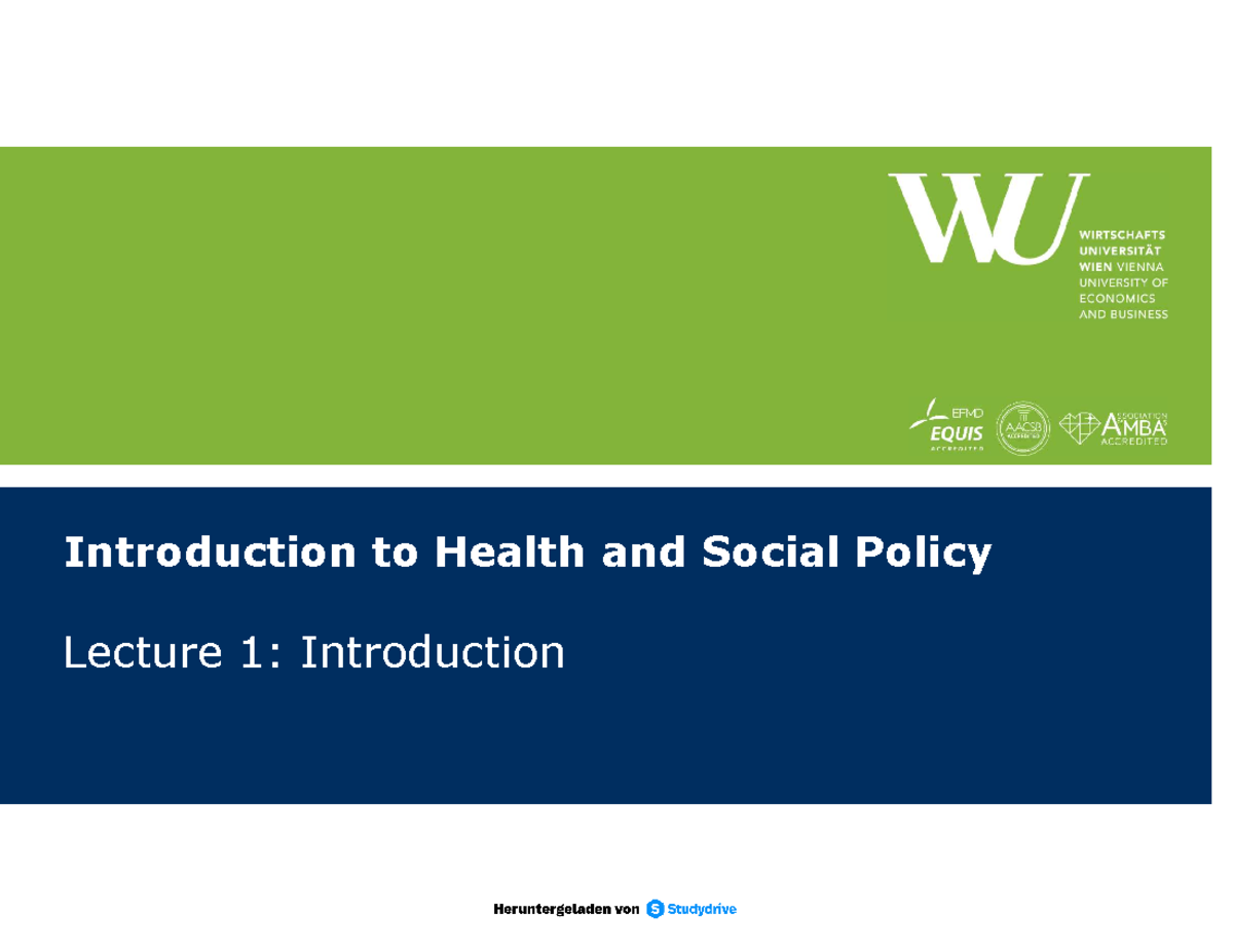 1. SBWL Course Lecture 1 Introduction - Introduction to Health and ...