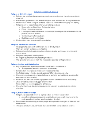 Cultural Geography Ch. 3 (9/8) - Cultural Geography Ch. 3 (9/8 ...
