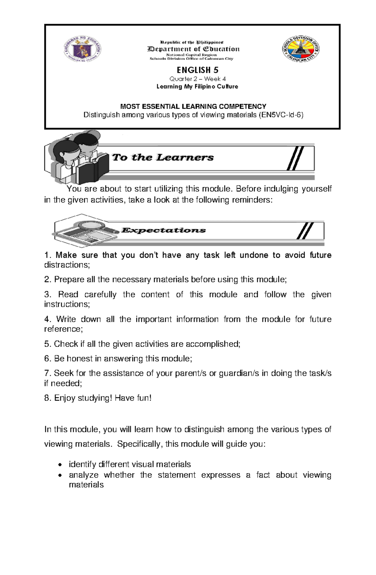 English 5 Q2 Week 4 - sdfs - You are about to start utilizing this ...