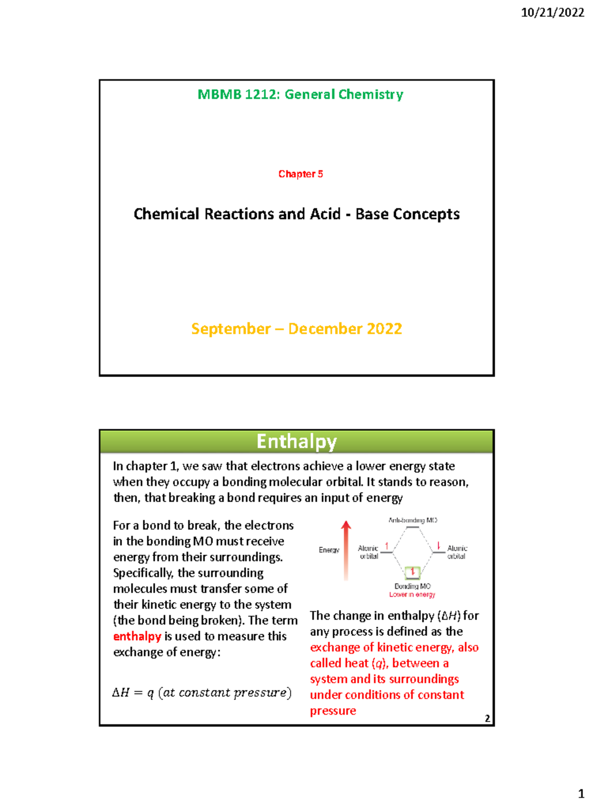 Ch. 5 Chemical Reactions, Acids and Bases - Chemical Reactions and Acid ...