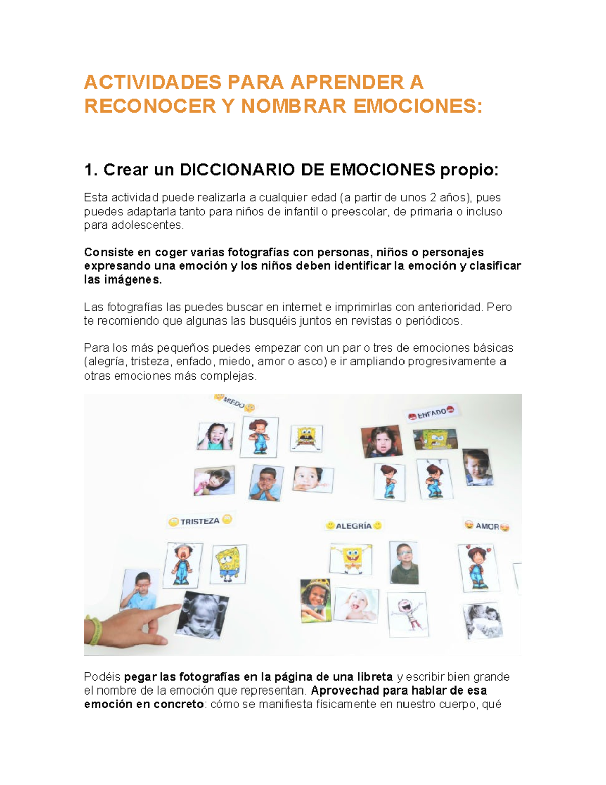 Actividades PARA Aprender A Reconocer Y Nombrar Emociones - ACTIVIDADES ...