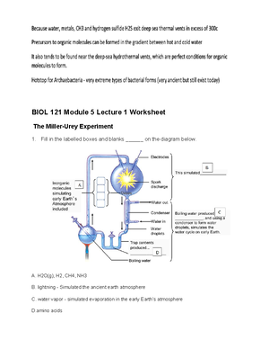BIOL 121 Module 9.1 Worksheet - Lecture Topic Key concepts Details Key ...