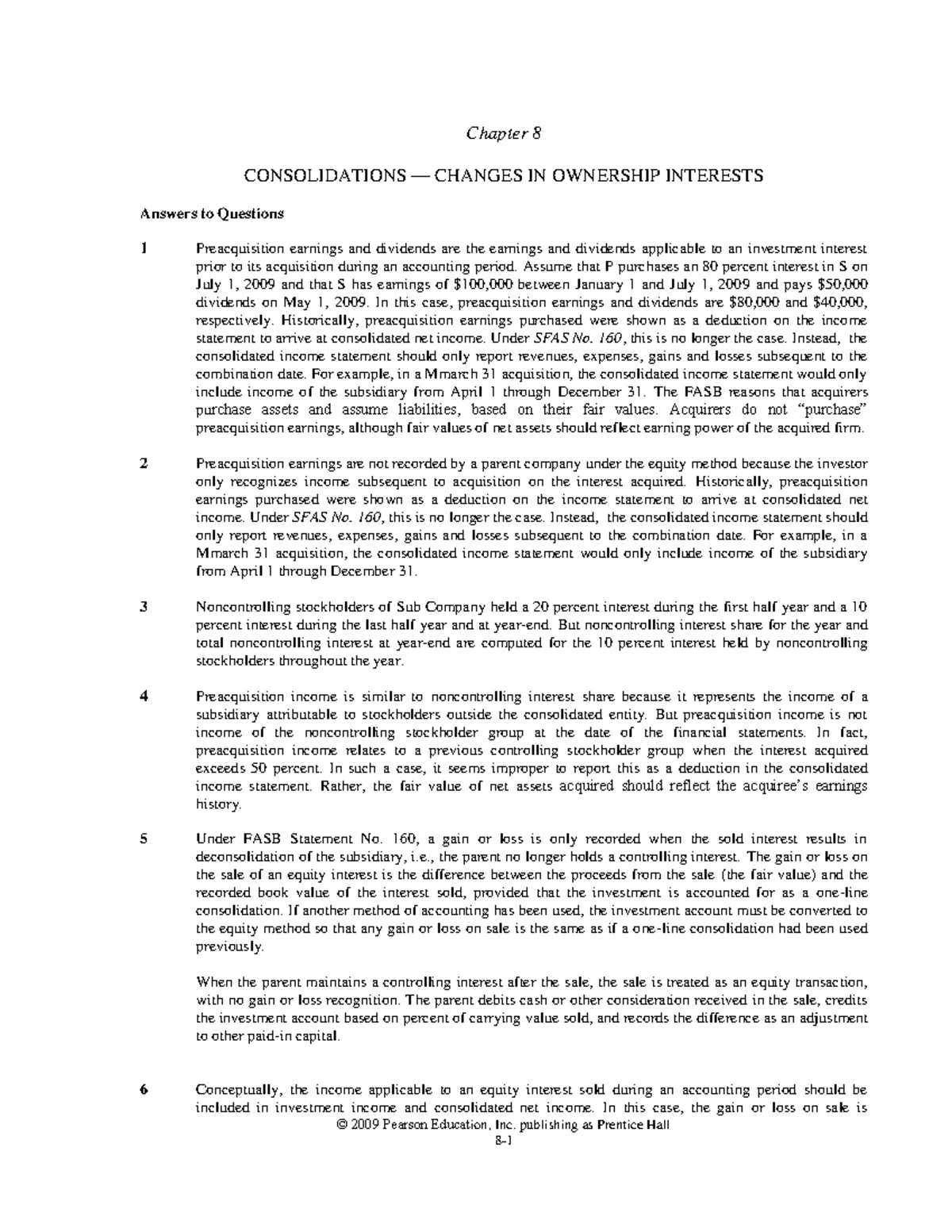 Solution Manual Advanced Accounting 10e by Beams Ch08 - Chapter 8 CONSOLIDATIONS CHANGES IN ...