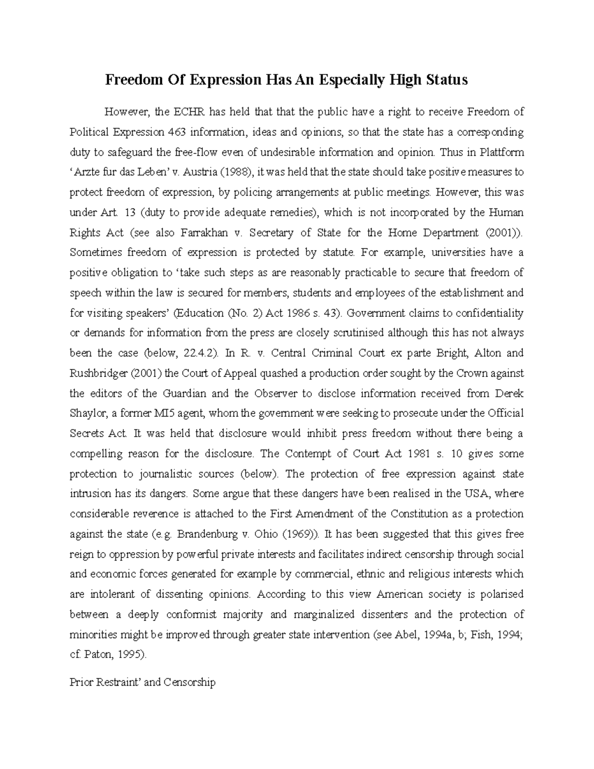 The Status of Freedom of Expression - Freedom Of Expression Has An ...