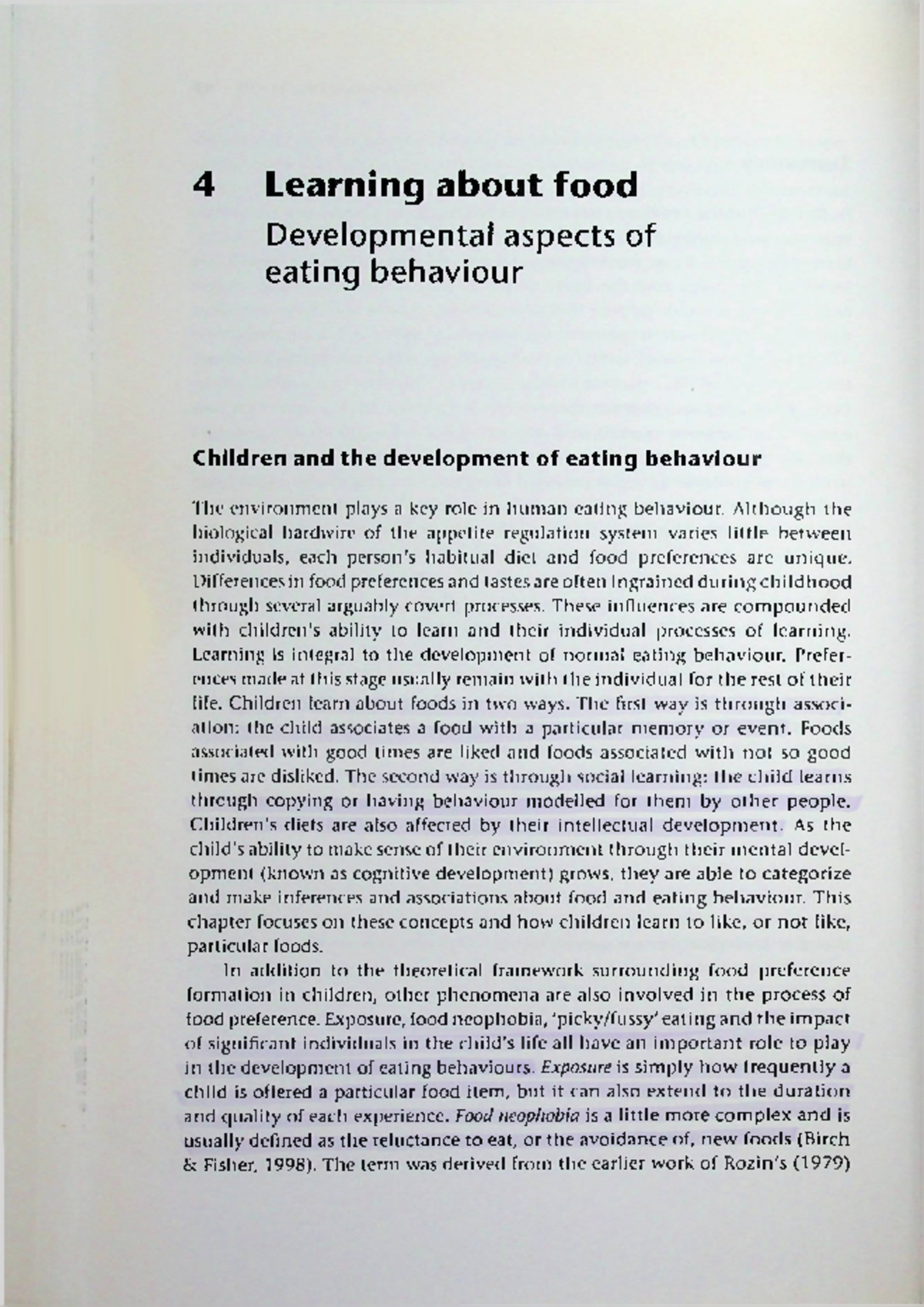Topic #6– Pt. 1 Reading - 4 Learning about food Developmental aspects ...