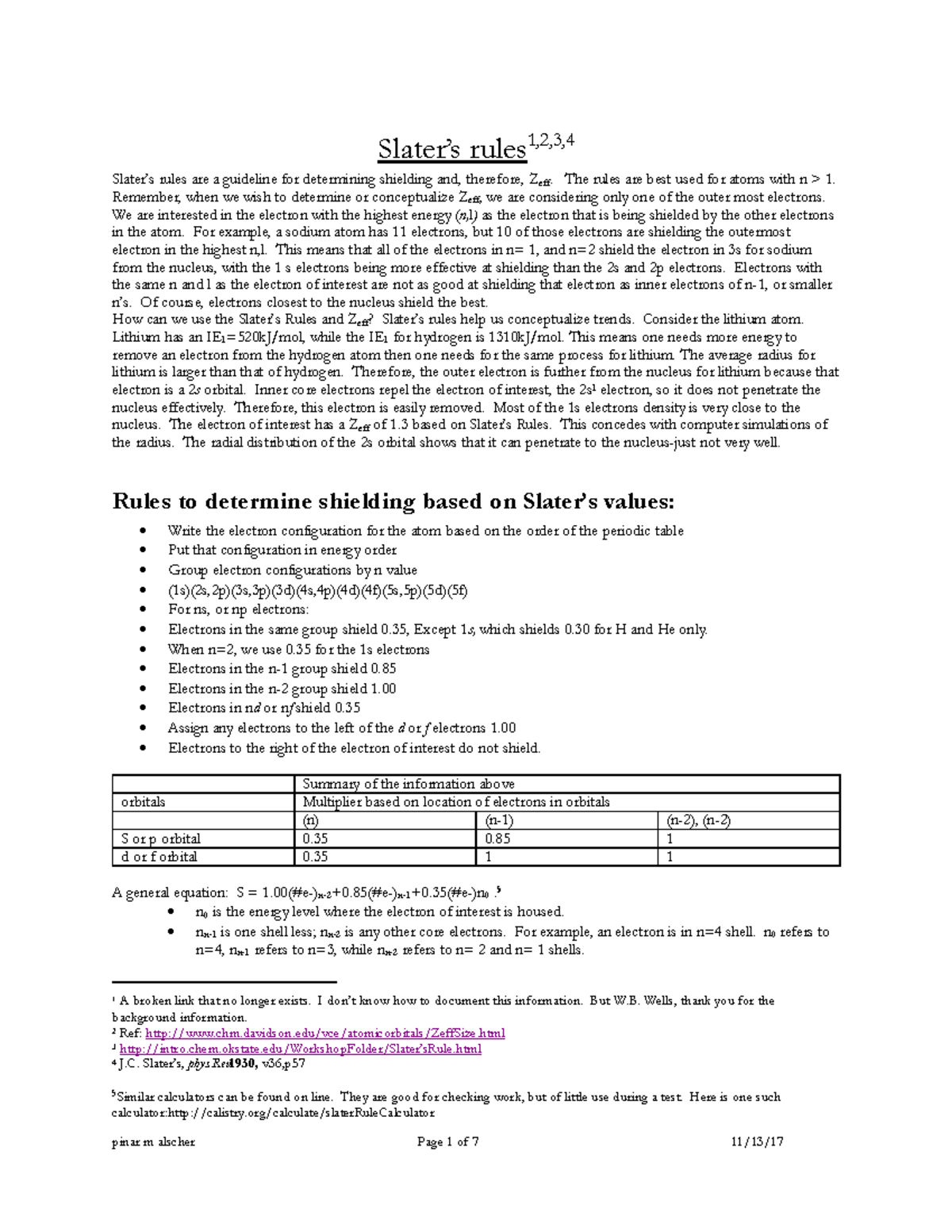 Attachment - Assignment on organic chemistry - Slater’s rules 1,2,3 ...