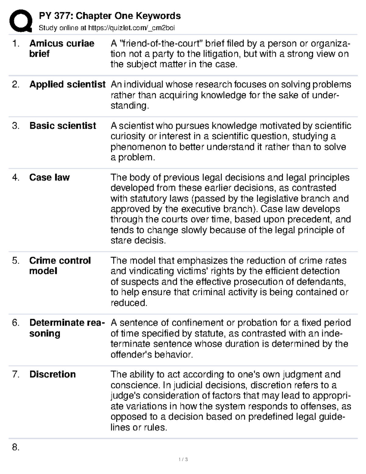 KW Chapter 1 - PY 377: Chapter One Keywords Study online at quizlet/_cm2boi Amicus curiae brief ...