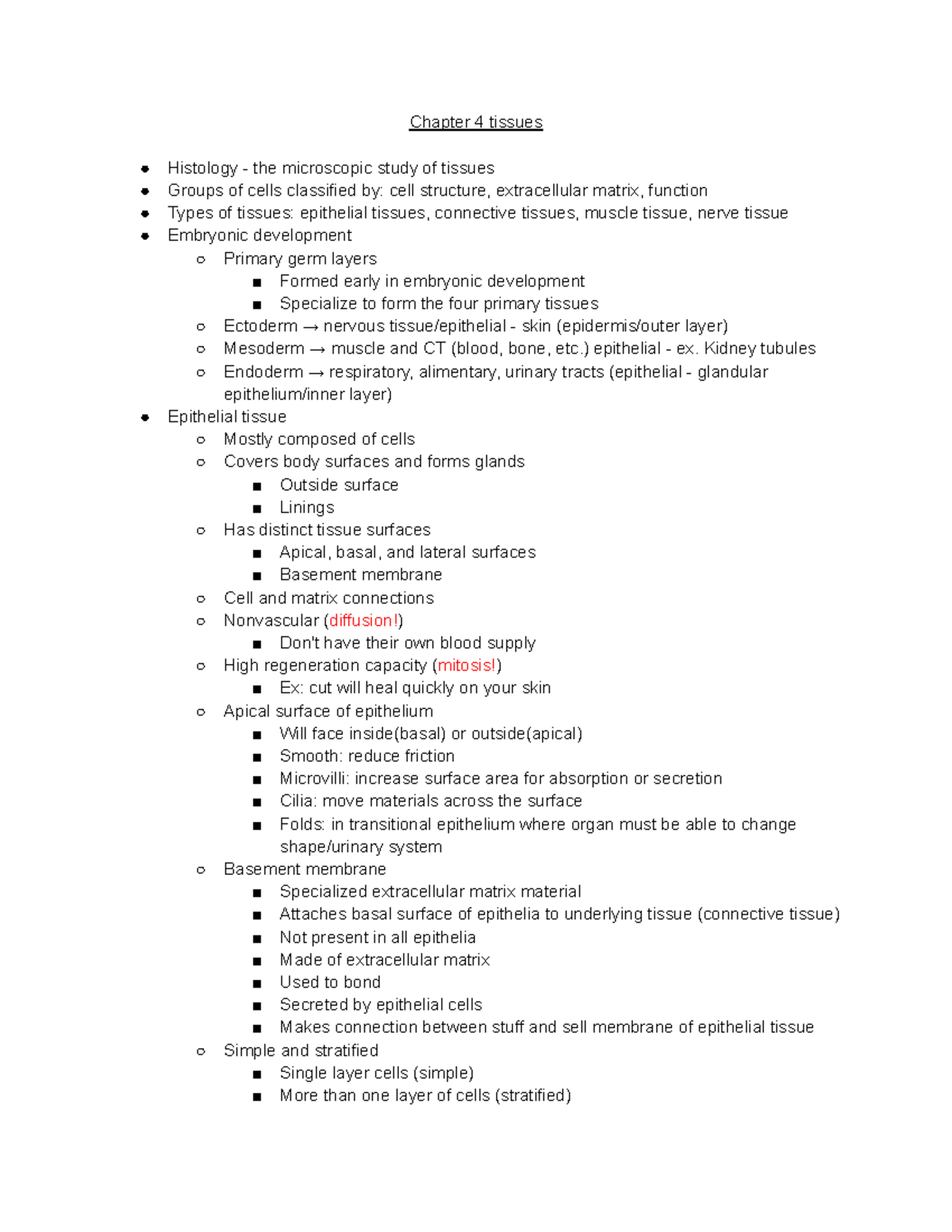 Tissues - Chapter 4 tissues Histology - the microscopic study of ...