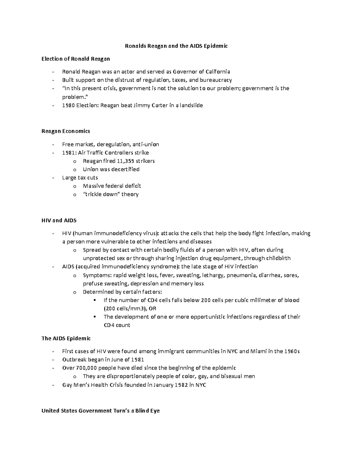 Ronalds Reagan and the AIDS Epidemic - Ronalds Reagan and the AIDS ...