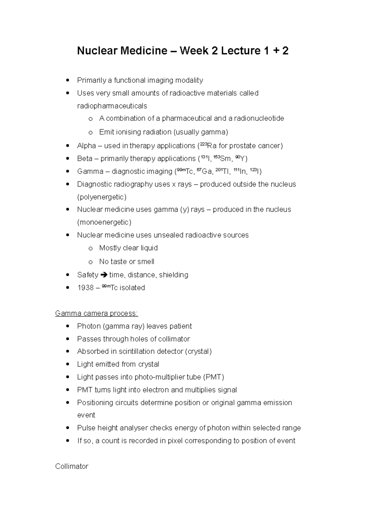 Nuclear Medicine – Week 2 Lecture 1 - Nuclear Medicine – Week 2 Lecture ...