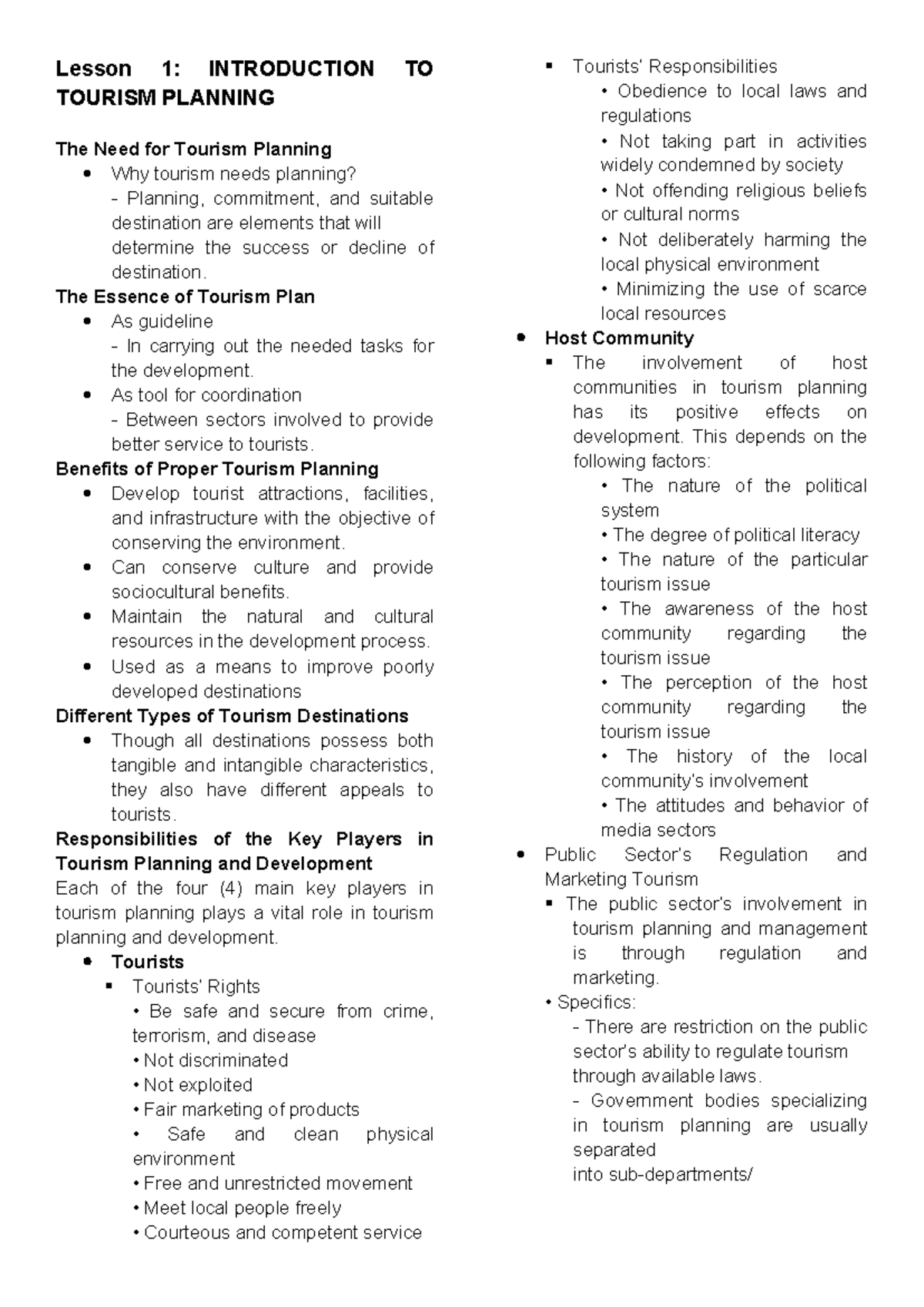 Prelim Notes in Tourism Policy Planning and Development - Lesson 1 ...