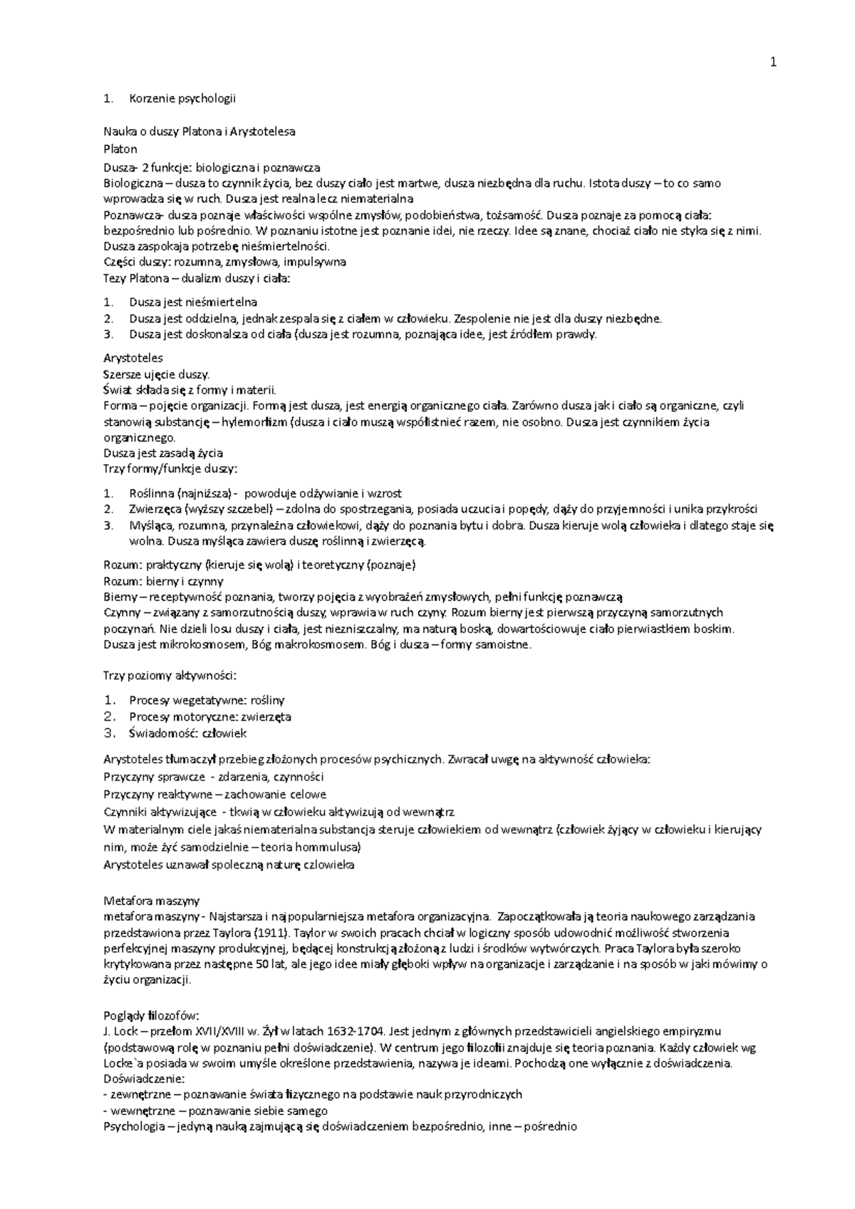 Psychologia osobowosci - Korzenie psychologii Nauka o duszy Platona i Arystotelesa Platon Dusza ...