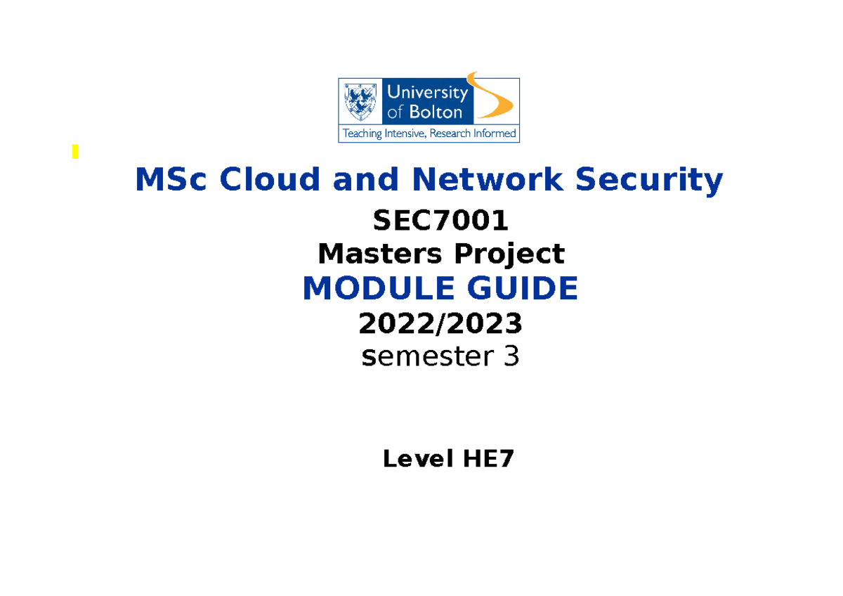 Module Guide SEC7001 2022-23 Final-V2 SAY - MSc Cloud and Network ...