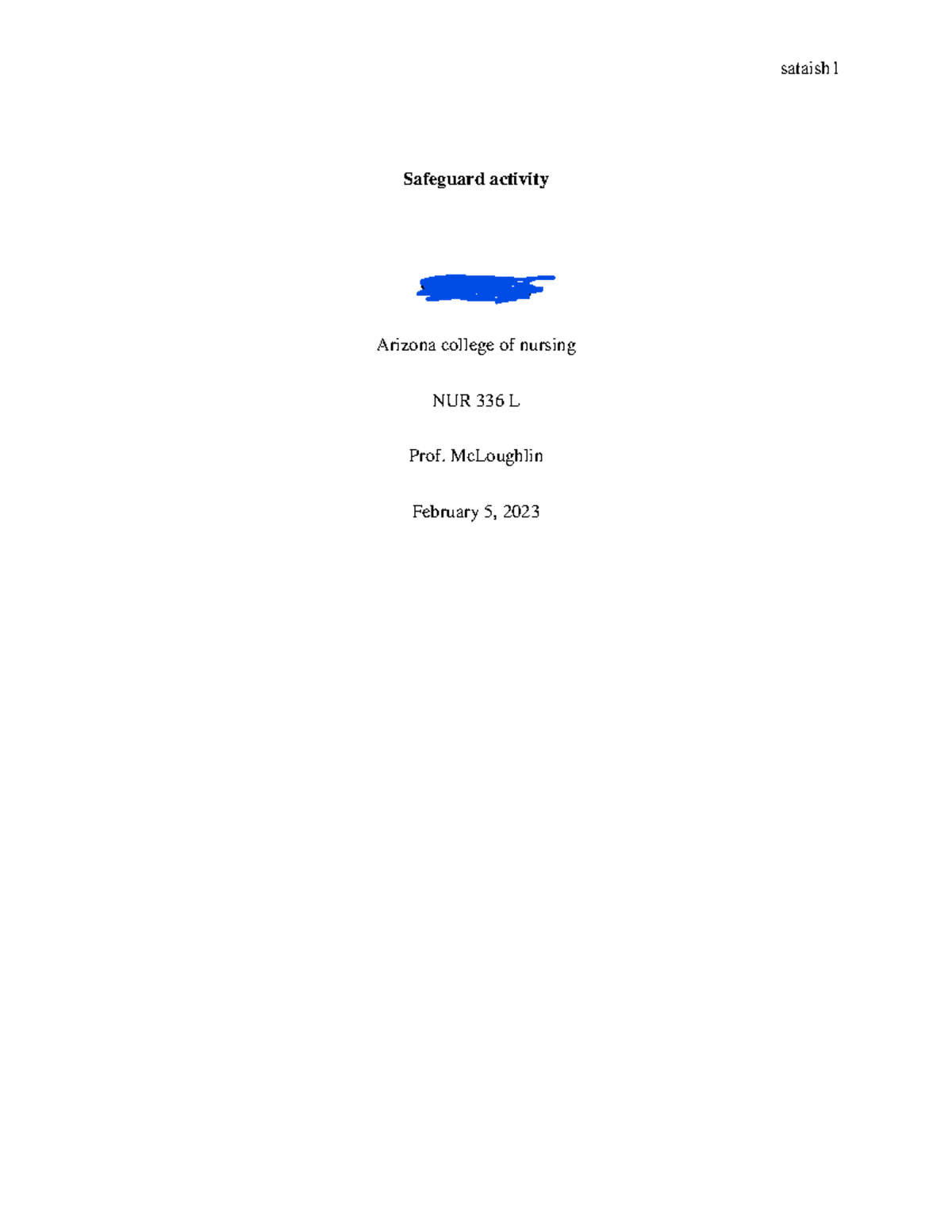 Peds safeguard activity - sataish Safeguard activity Sataish Wilson ...