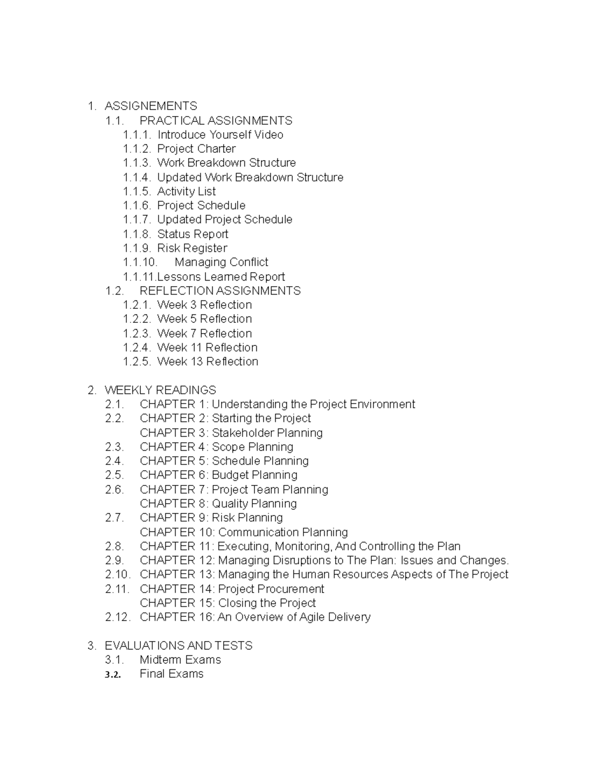 Sample WBS - Project Management Week 2 Course work - Work Break down ...