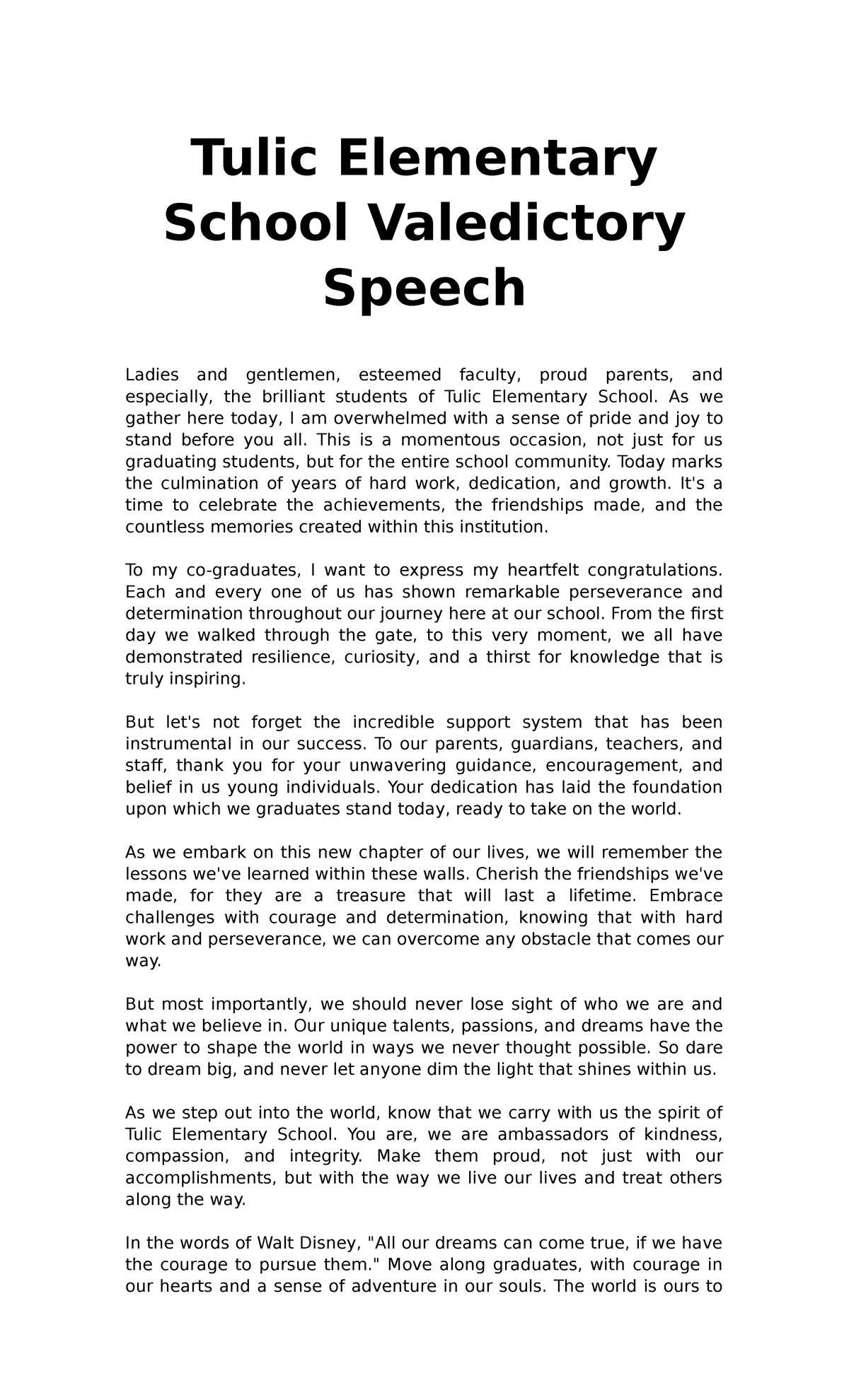 Validictory speech - Tulic Elementary School Valedictory Speech Ladies ...