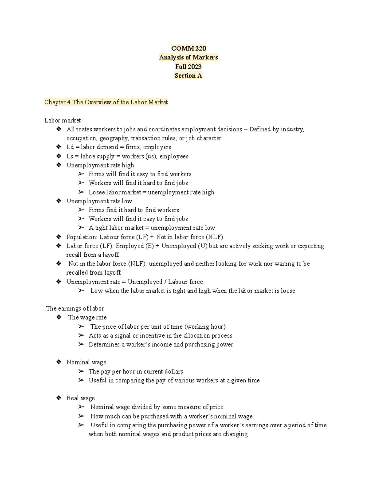COMM 220 Chapter 4 - COMM 220 Analysis of Markers Fall 2023 Section A Chapter 4 The Overview of ...