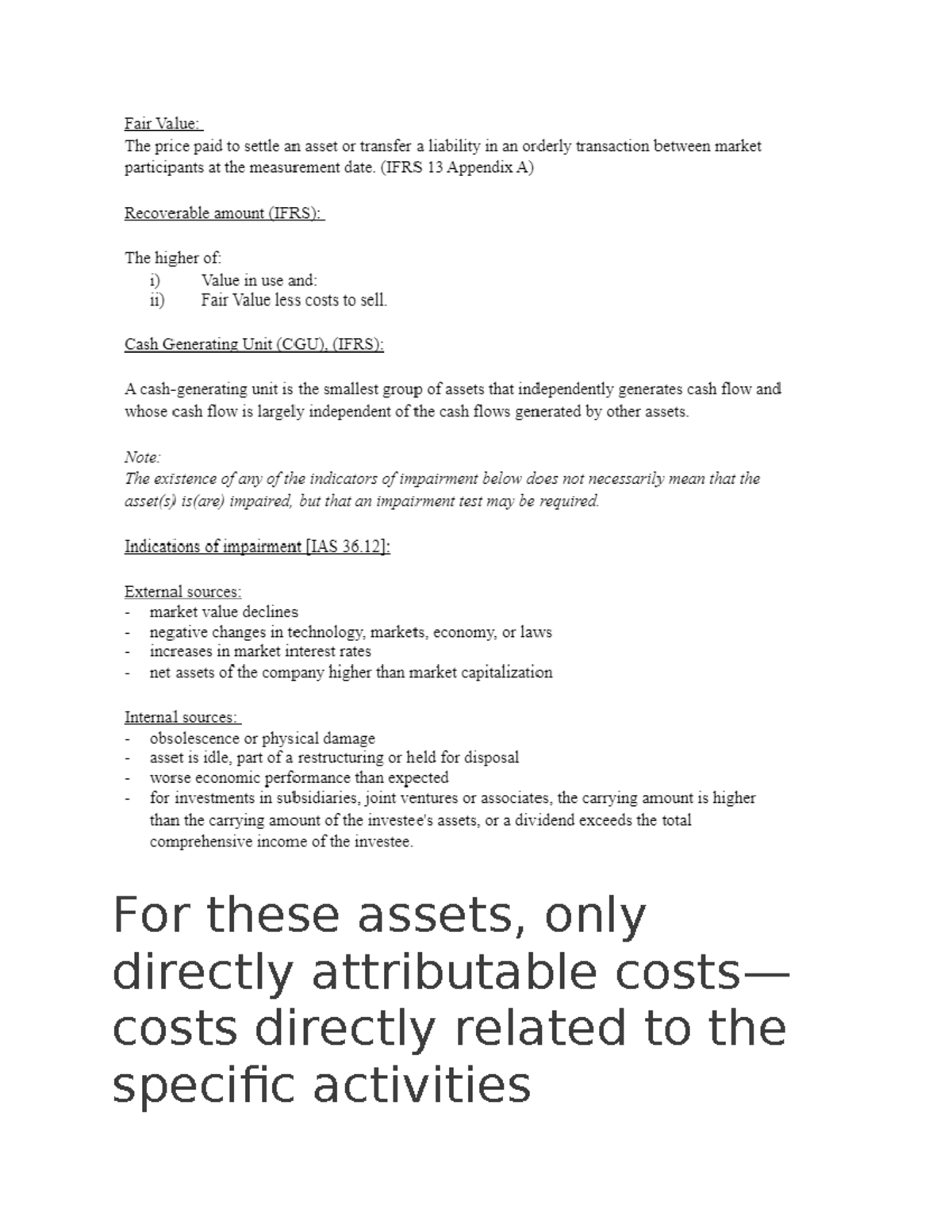 PPE Depreciation IFRS ASPE - For these assets, only directly ...