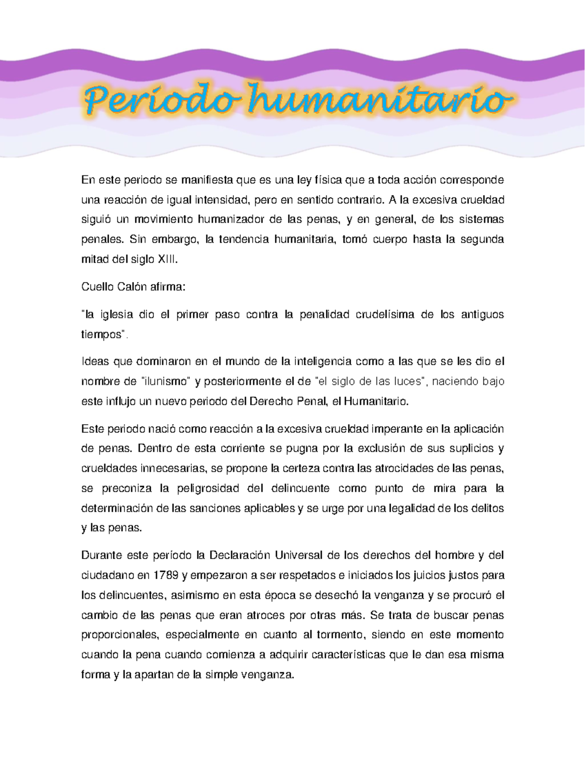 Periodo humanitario y escuela clàsica (Apunte) - En este periodo se ...