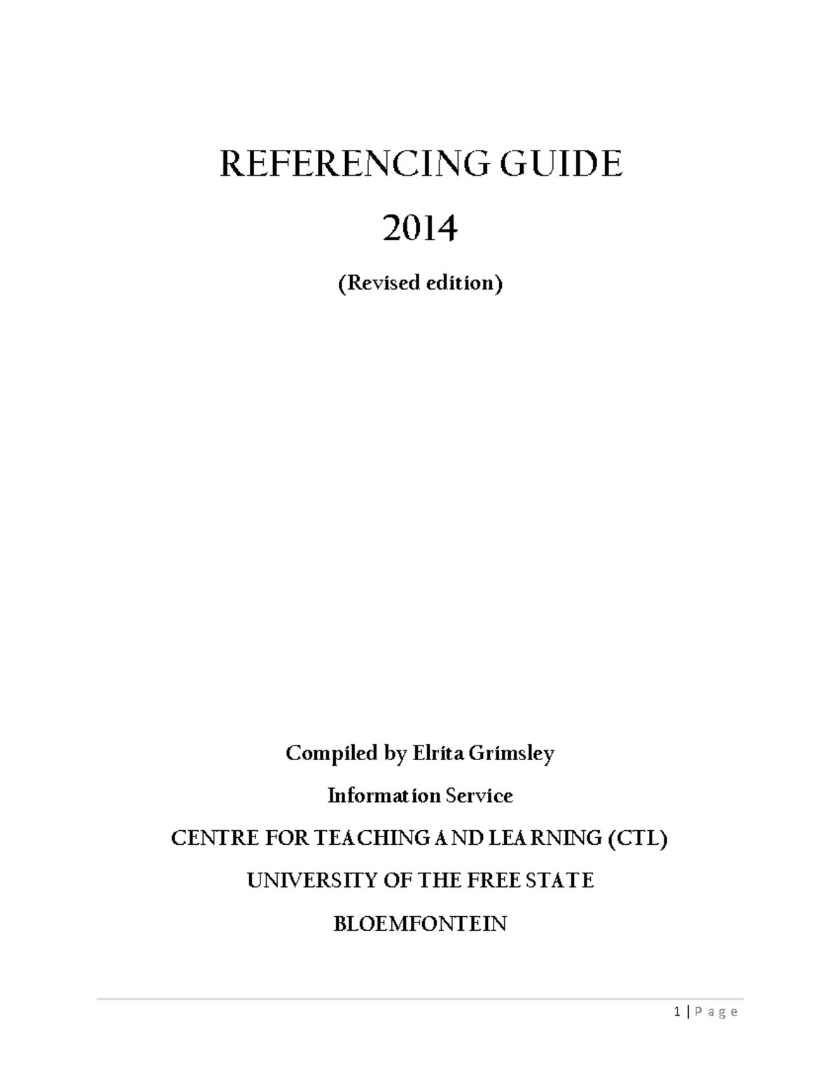 Harvard Referencing - REFERENCING GUIDE 2014 (Revised edition) Compiled ...