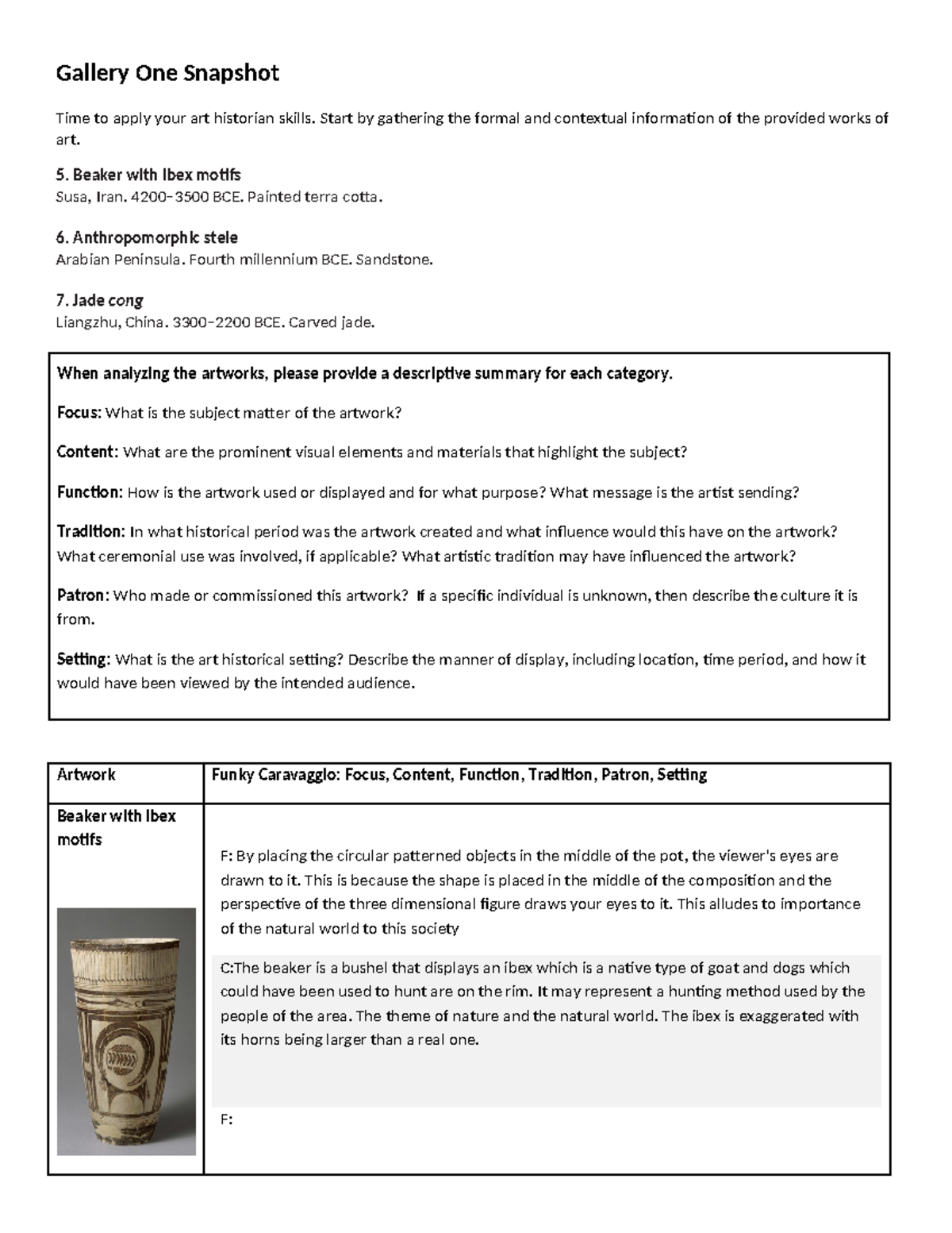 1 - APAH assignment - Gallery One Snapshot Time to apply your art ...