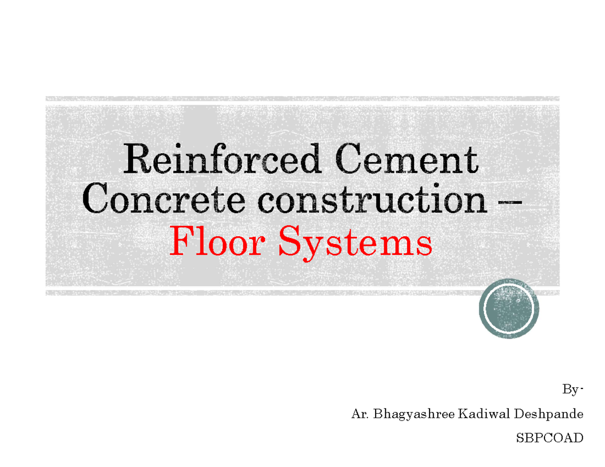 3 rcc slabs - rcc - Floor Systems By- Ar. Bhagyashree Kadiwal Deshpande ...