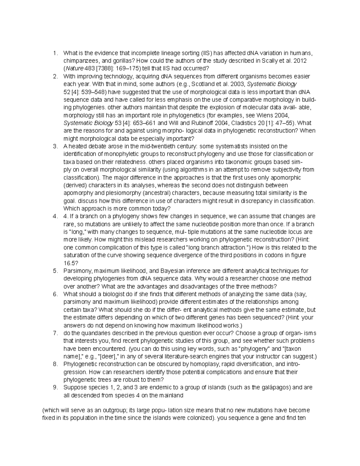 Esummary chapter 16 - What is the evidence that incomplete lineage ...