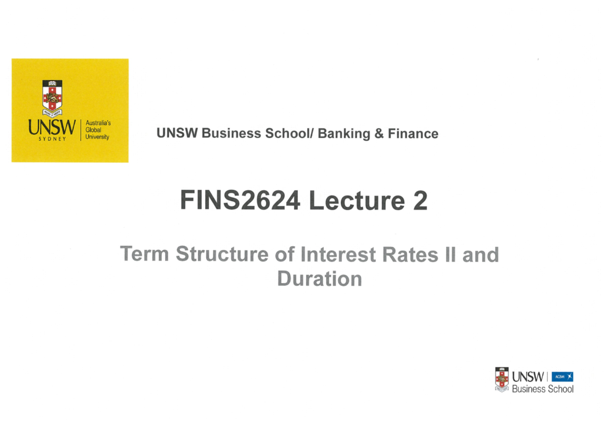 FINS2624 - Lecture solutions - FINS2624 - Studocu