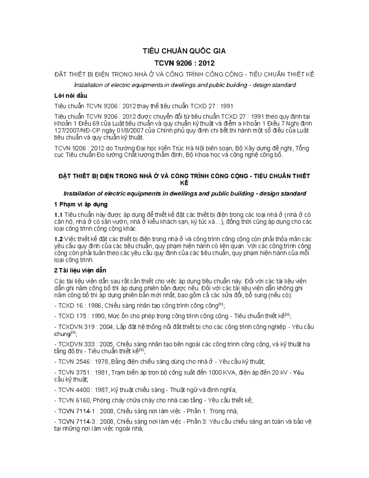 TCVN9206 2012 - tai liệu học tâp - TIÊU CHUẨN QUỐC GIA TCVN 9206 : 2012 ...