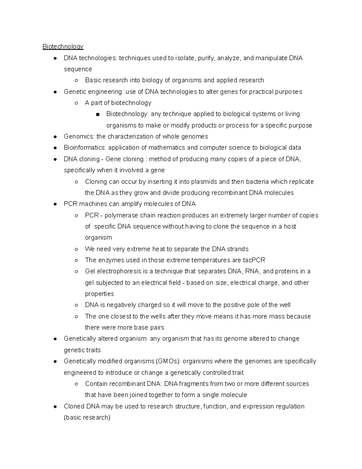 BIO 1107 Lecture 23 - Biotechnology DNA technologies: techniques used ...
