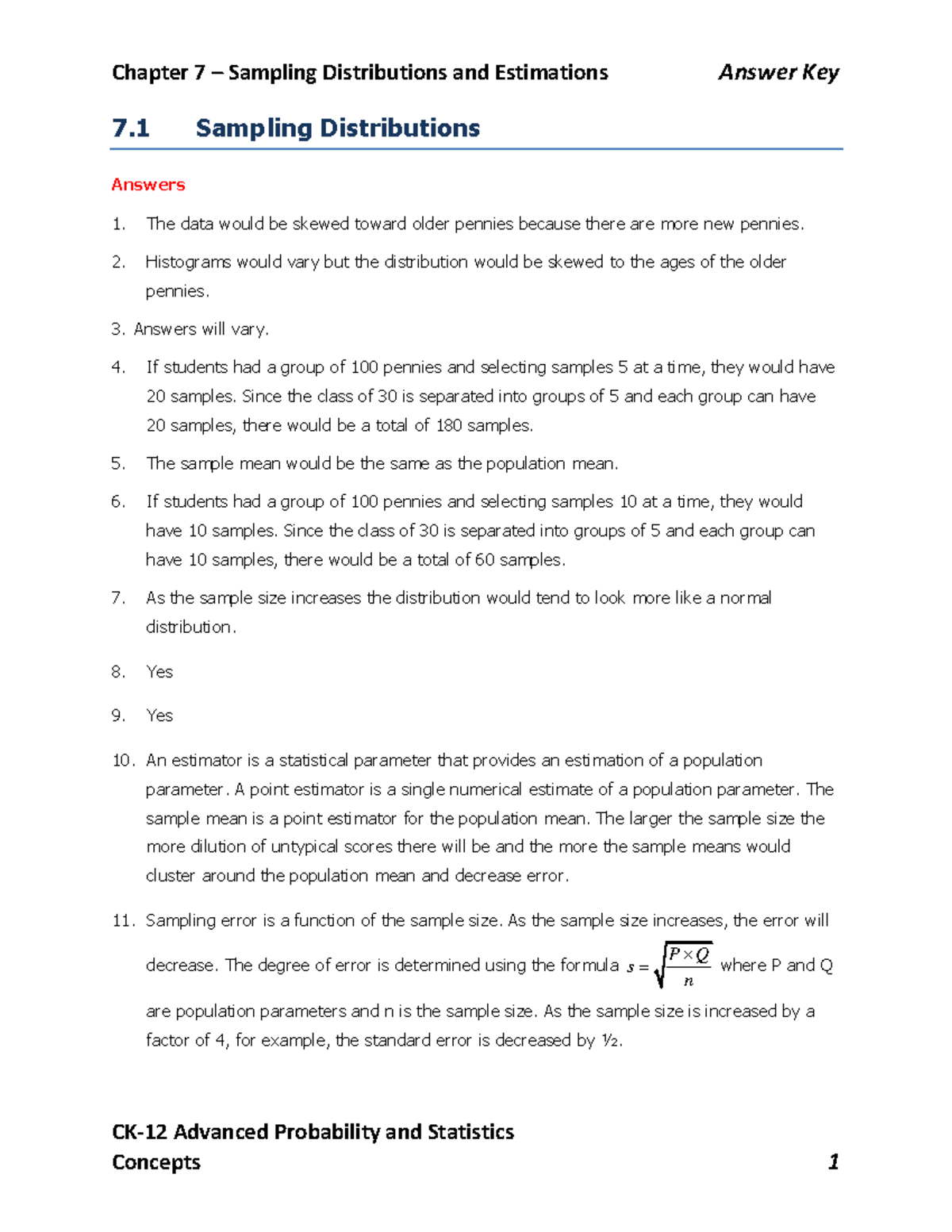 Answer Key CK-12 Chapter 07 Advanced Probability and Statistics ...