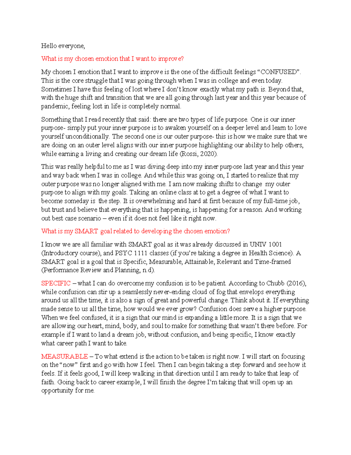 EI DF unit 7 - Emotional Intelligence Discussion Unit 7 - Hello everyone, What is my chosen ...