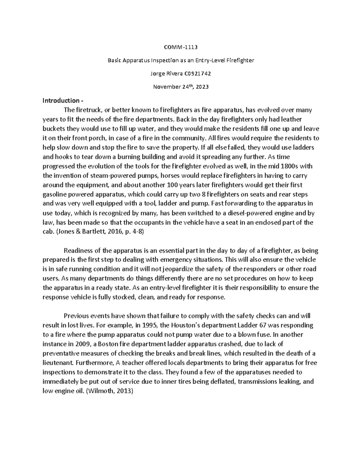 Basic Apparatus Inspectionasan Entry-Level Firefighter - COMM- 1113 ...