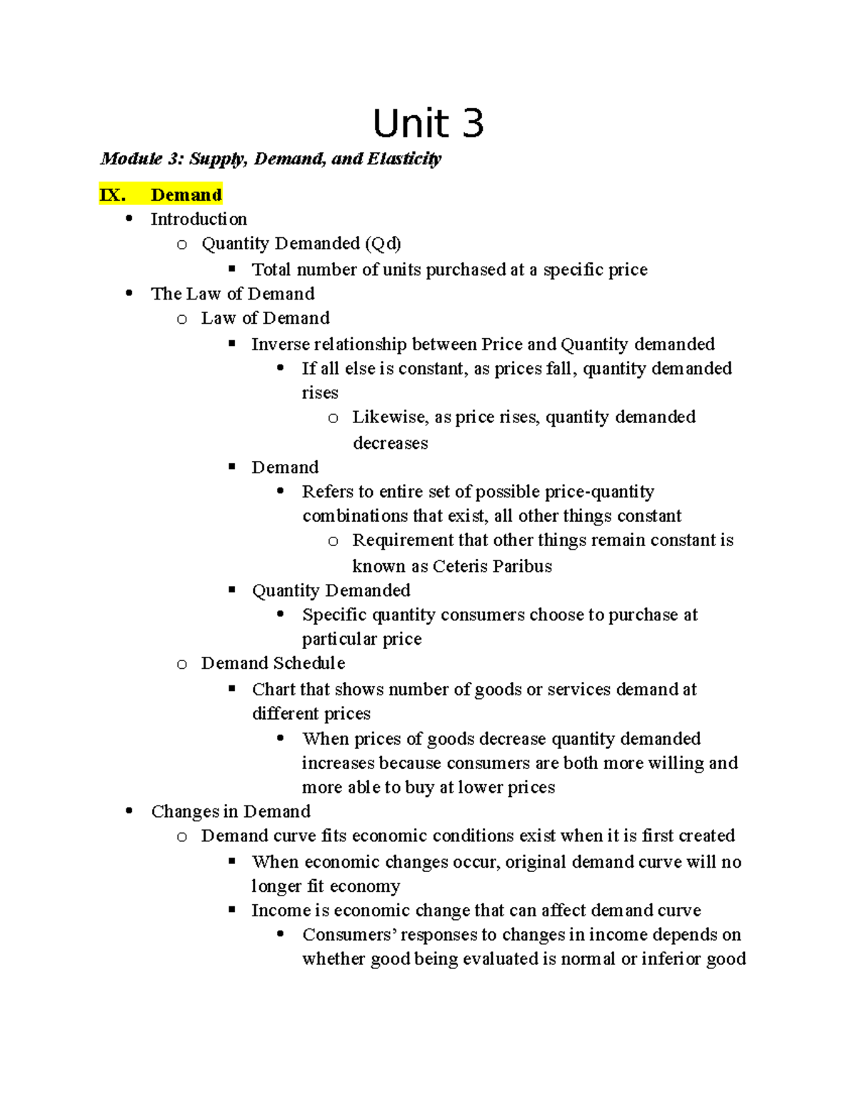 D089 Unit 3 Module 3 Notes and Assessment - Unit 3 Module 3: Supply ...