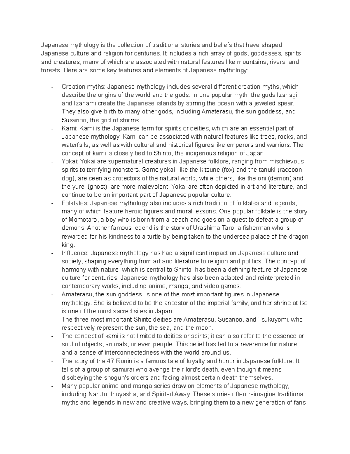 Japanese Mythology - Professor: Dale Yerp - Japanese mythology is the ...