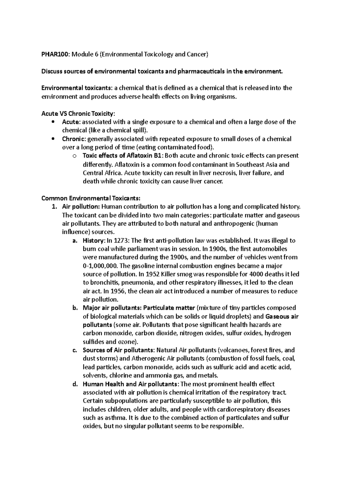 PHAR100 Mod6 - Pharmacology 100, Module 6 notes - PHAR100: Module 6 ...