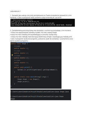 Java - Laboratorium 2 - Zadania do wykonania - lab 02 - Laboratorium 2 ...