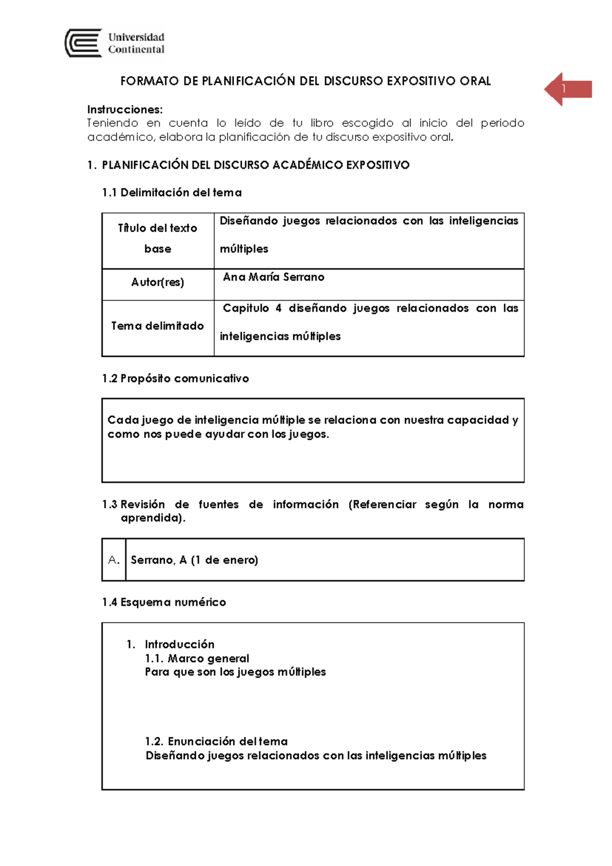 Ana Lisbeth Camargo Peña - 1 FORMATO DE PLANIFICACIÓN DEL DISCURSO ...