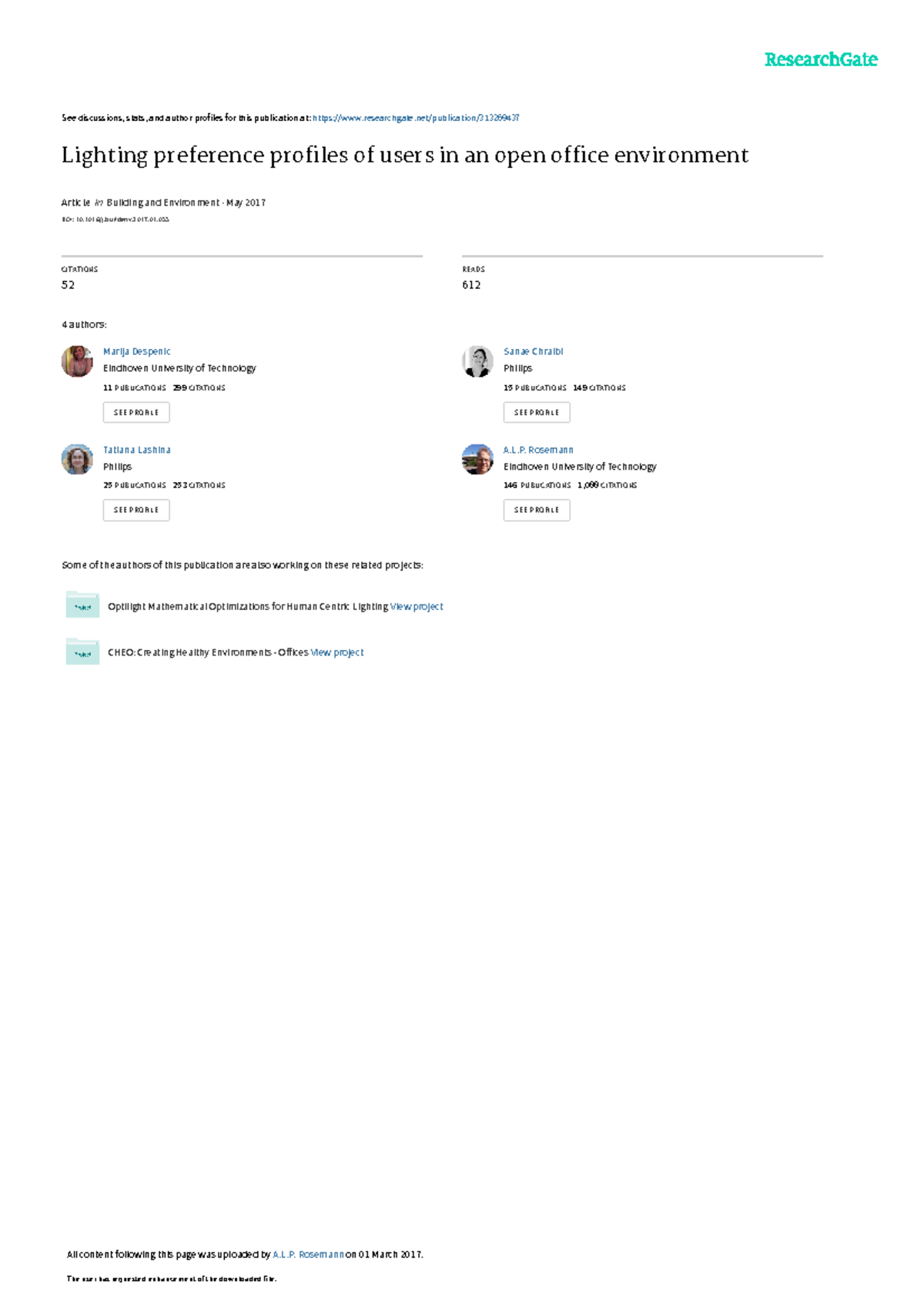 Lighting preference profiles of users in an open office environment ...