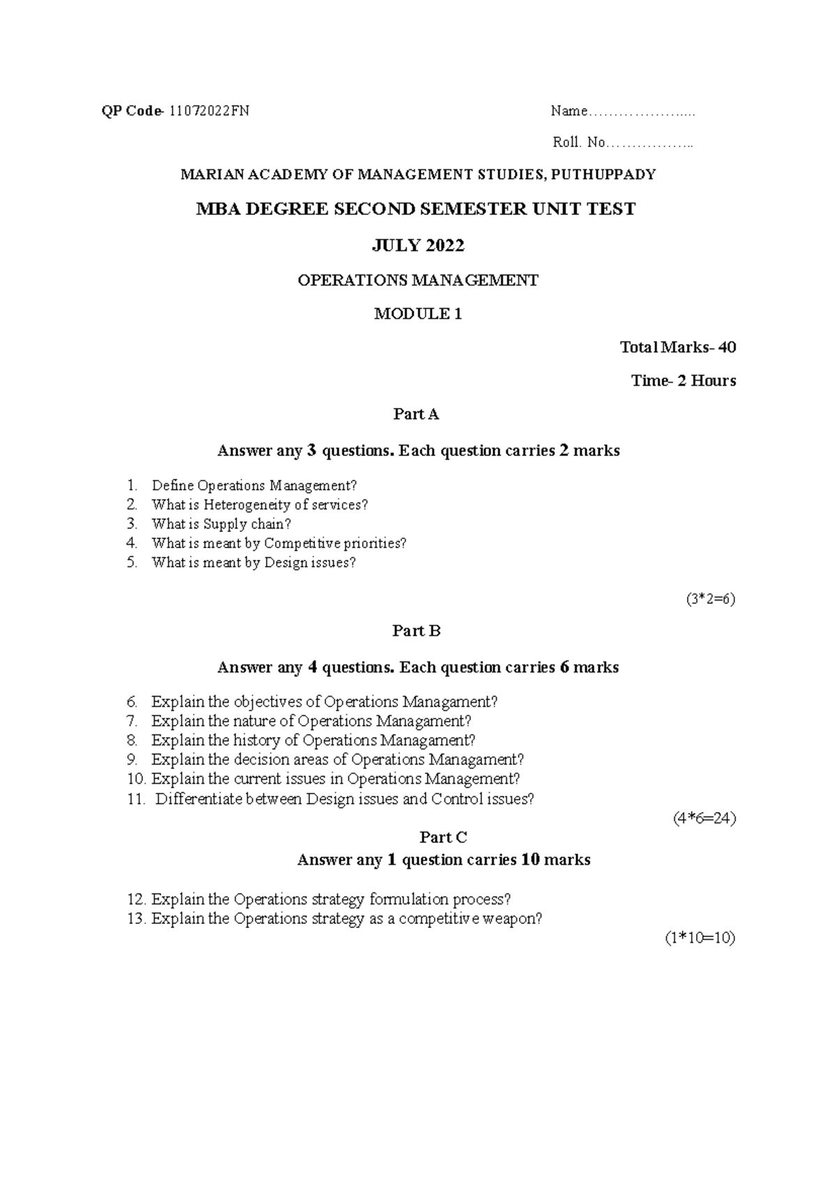 QP s2 om m1 - OM NOTES - QP Code- 11072022FN Name ...