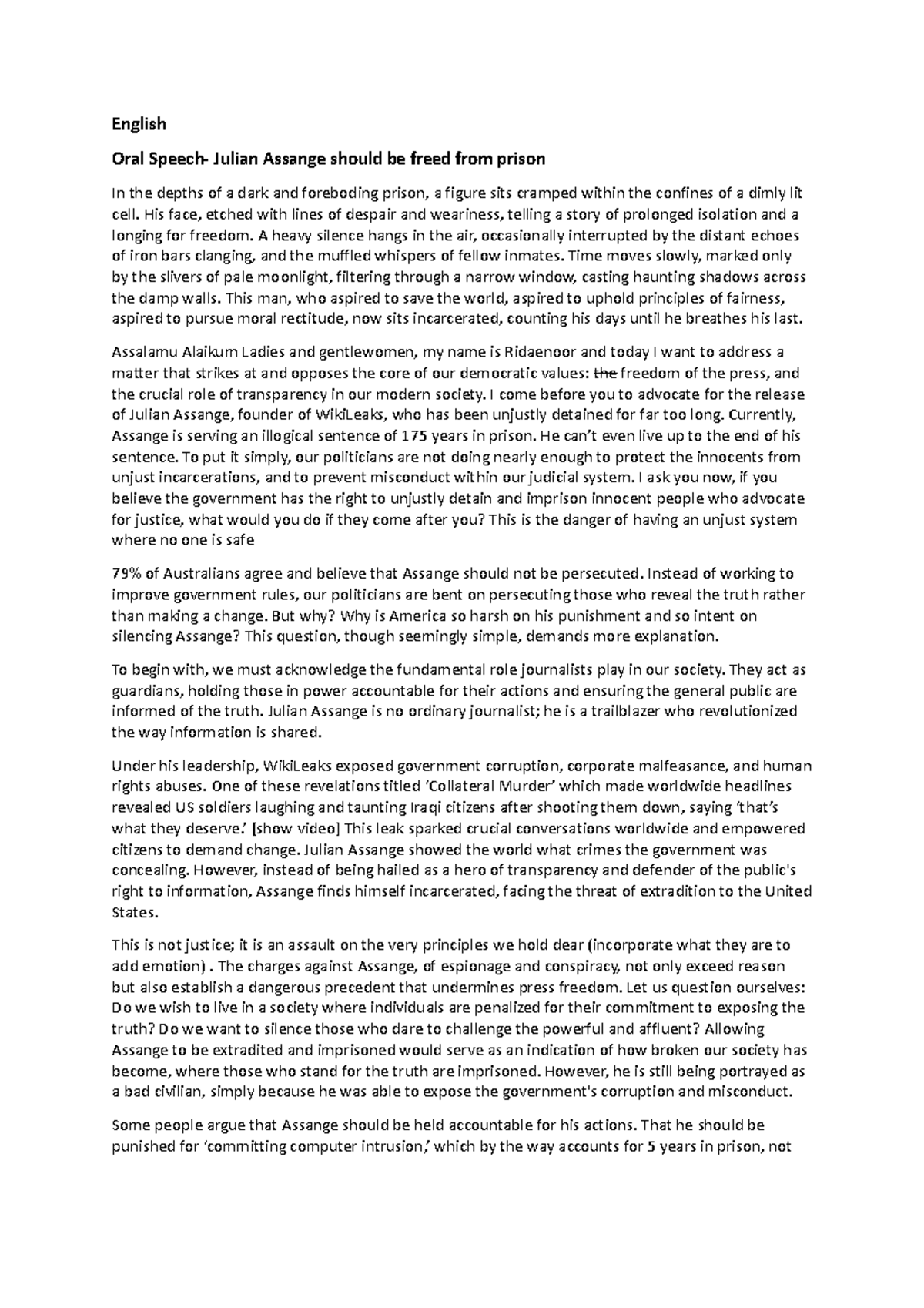 Eng oral speech final 1 - vey sophisticated - English Oral Speech ...