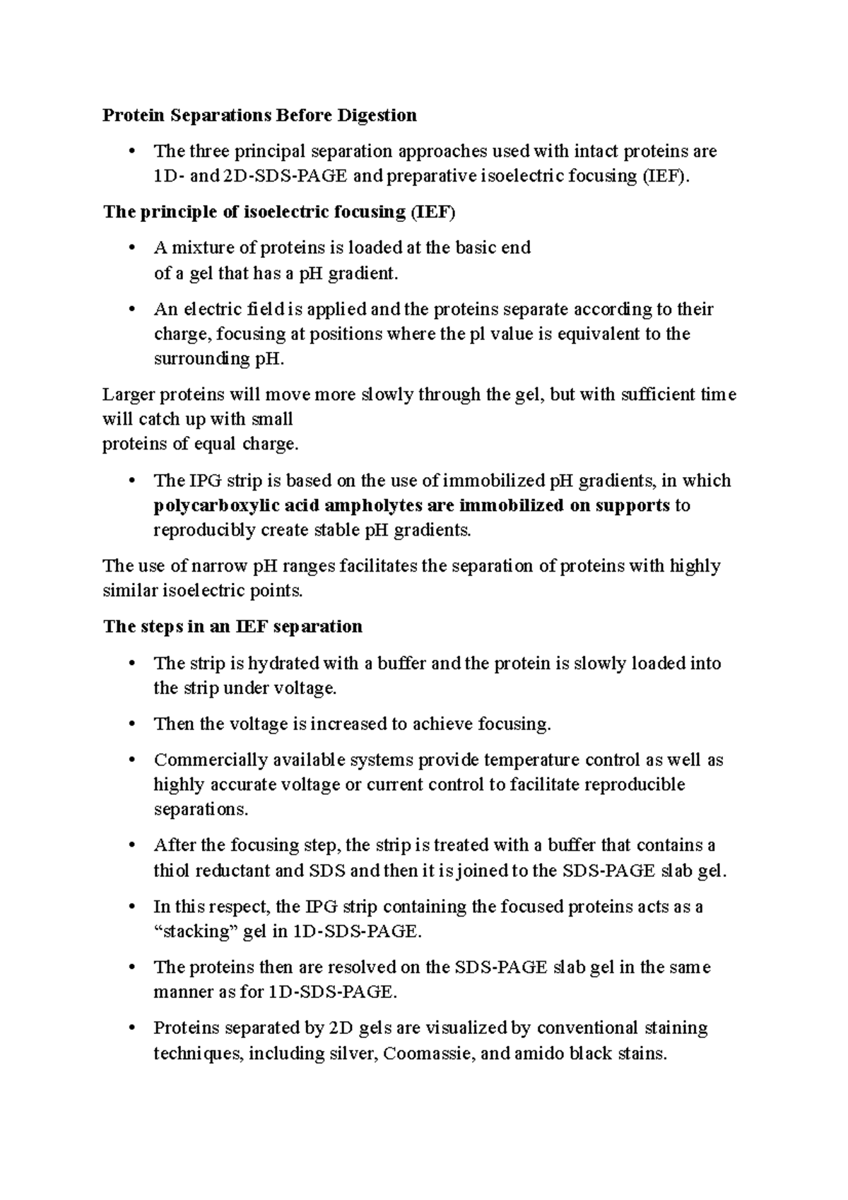 Protein Separations Before Digestion 1 - The principle of isoelectric ...