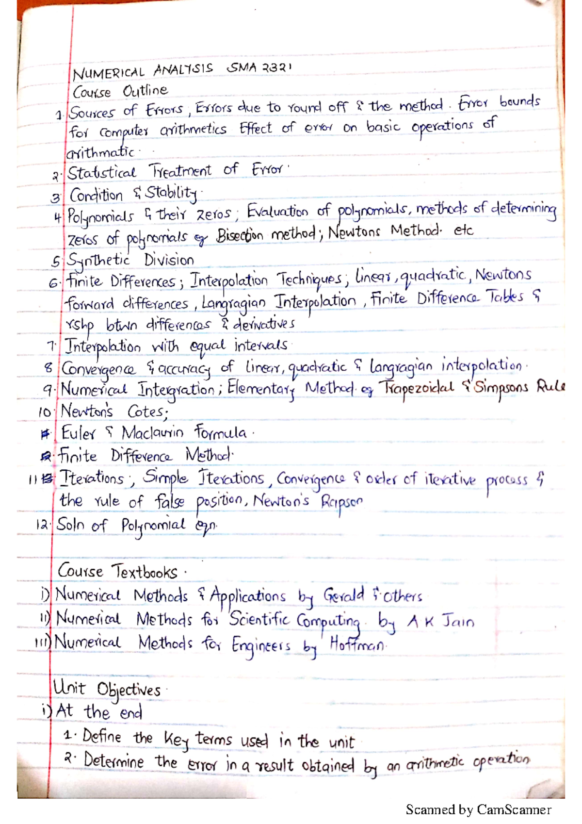 STA 2321 Numerical Analysis - NUMERICAL ANALYSIS SMA 2321 Course ...