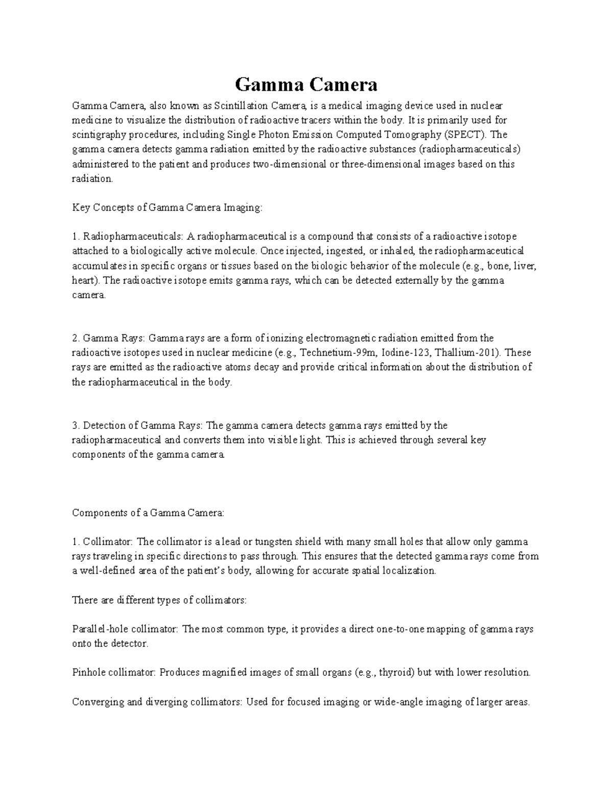 4 - good - Gamma Camera Gamma Camera, also known as Scintillation ...