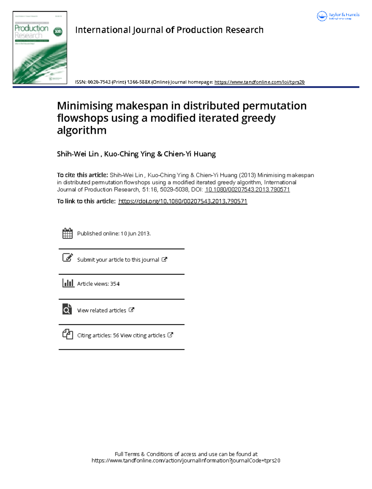 Minimising Makespan In Distributed Permutation Flowshops Using A Modified Iterated Greedy