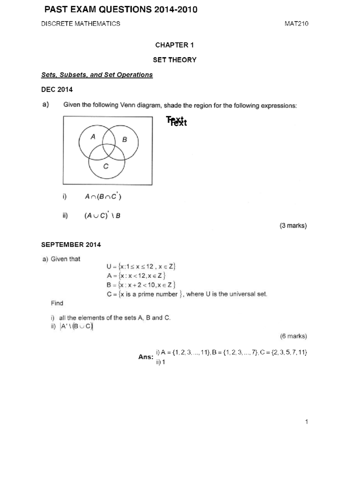 Tutorial past Year MAT210 - Discrete Mathematics - Studocu