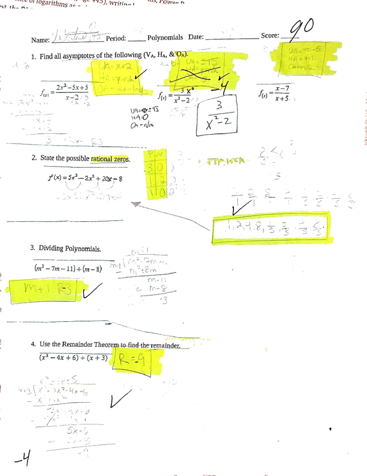Polynomial quiz - MATH 1310 - Studocu
